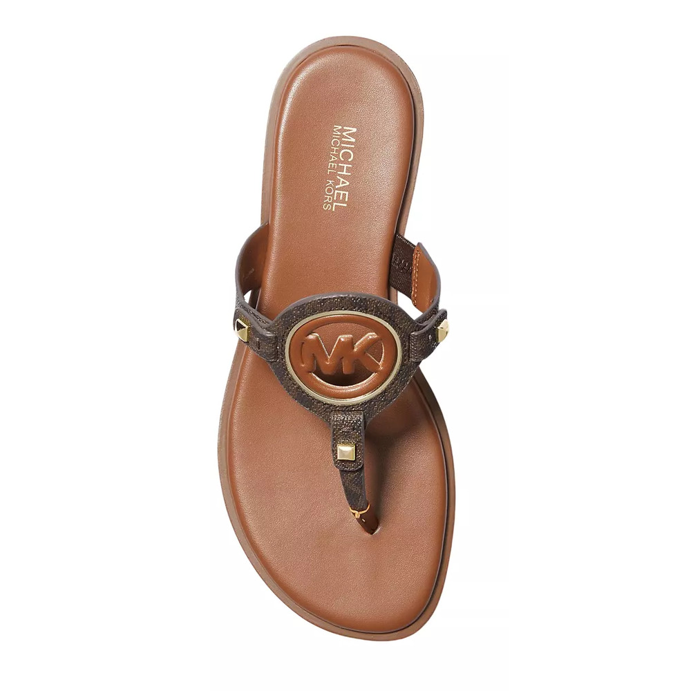 Michael Kors Aubrey Signature Logo & Leather T-Strap … - Gem